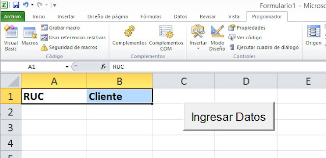 MACROS EN EXCEL : Ingresar datos a excel desde un formulario