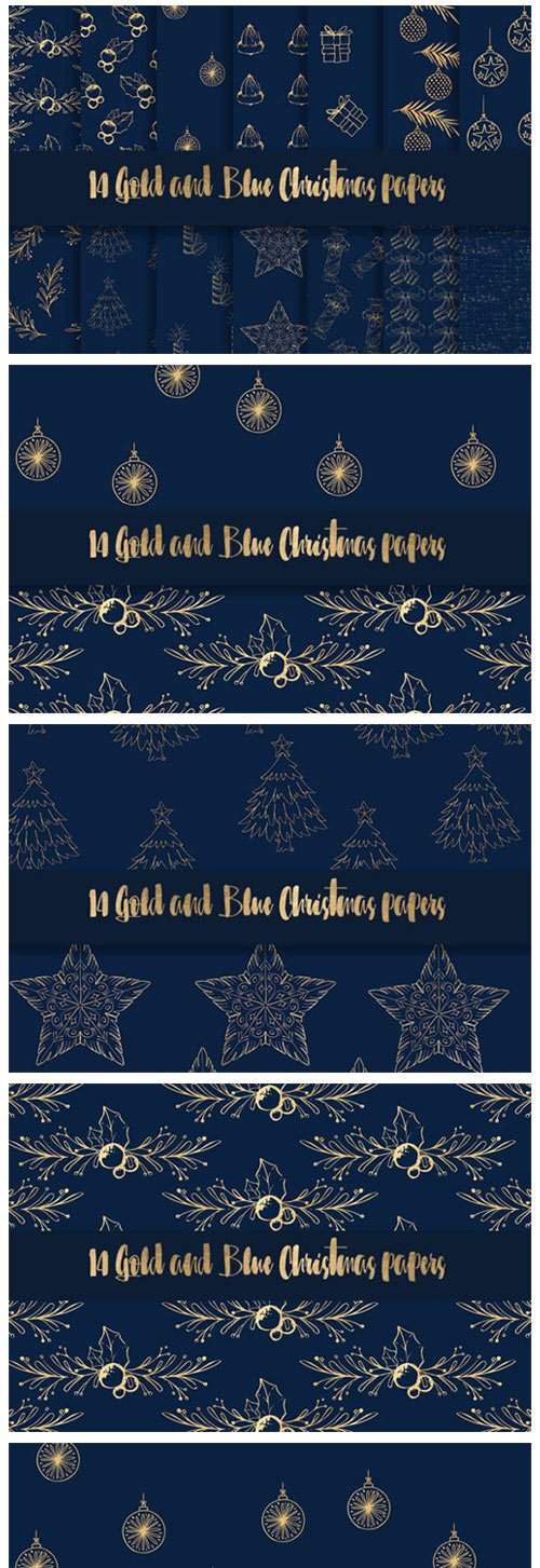 Блог Колибри: Blue and Gold Christmas Digital papers
