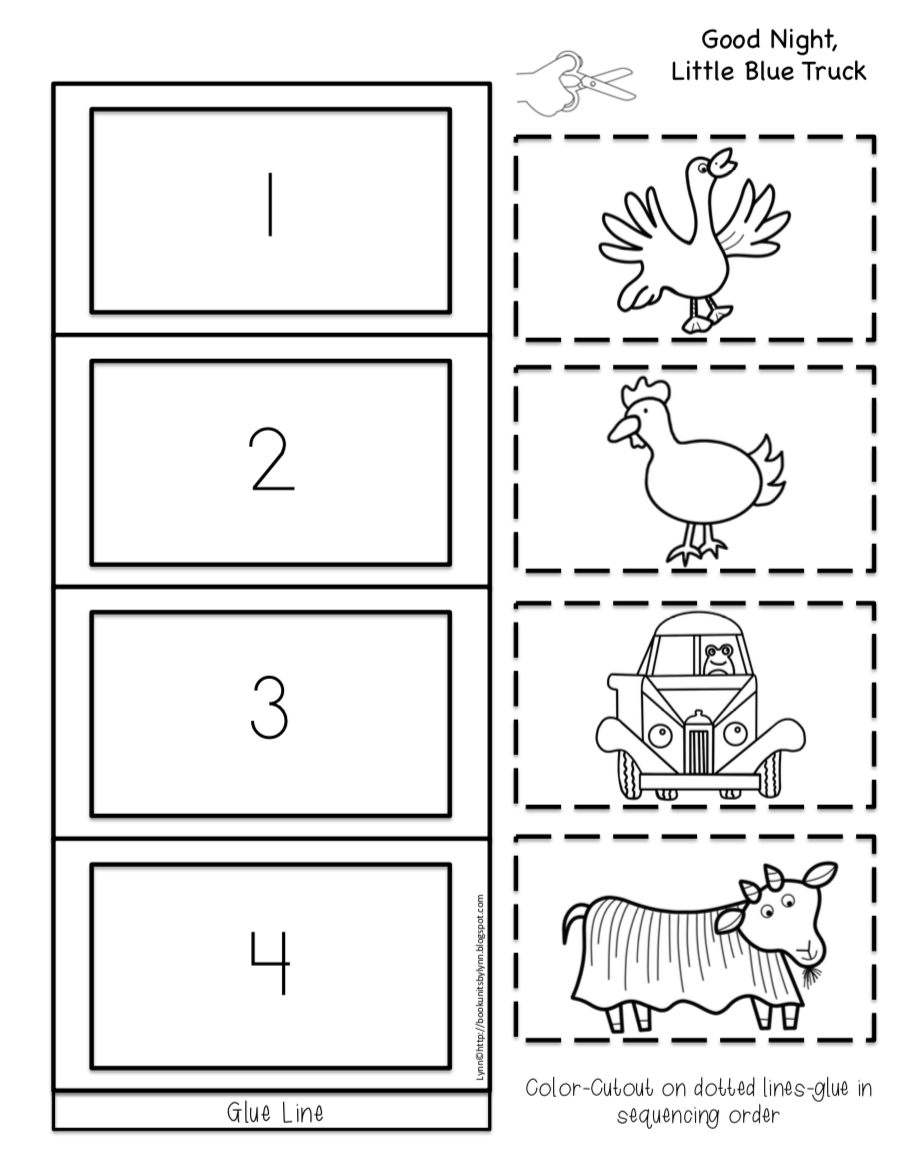 GOOD NIGHT, LITTLE BLUE TRUCK SEQUENCING CRAFT ~ Book Units by Lynn
