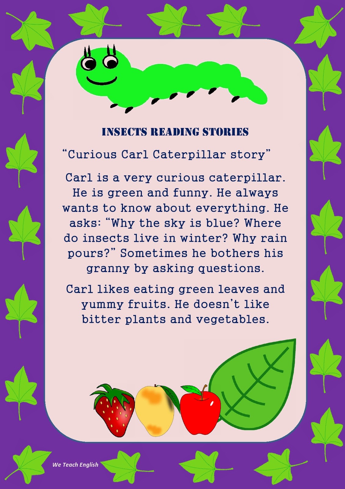 We teach English: Insects Reading Stories