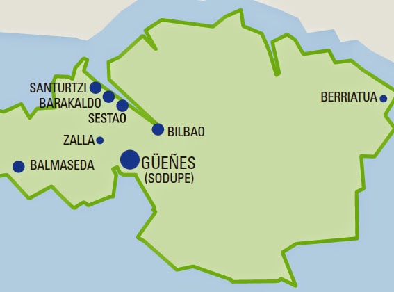 Diputación presenta un mapa de Bizkaia con Barakaldo mal situado