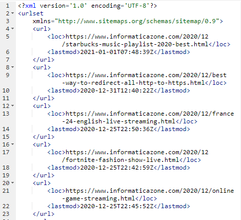 How can we find sitemap.xml file of websites?