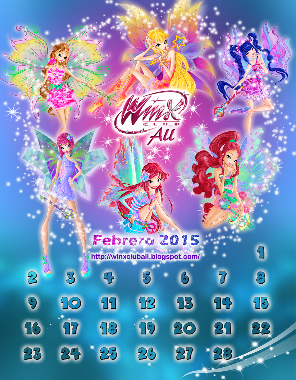 Calendario Winx Club All Febrero 2015 - Winx Club All