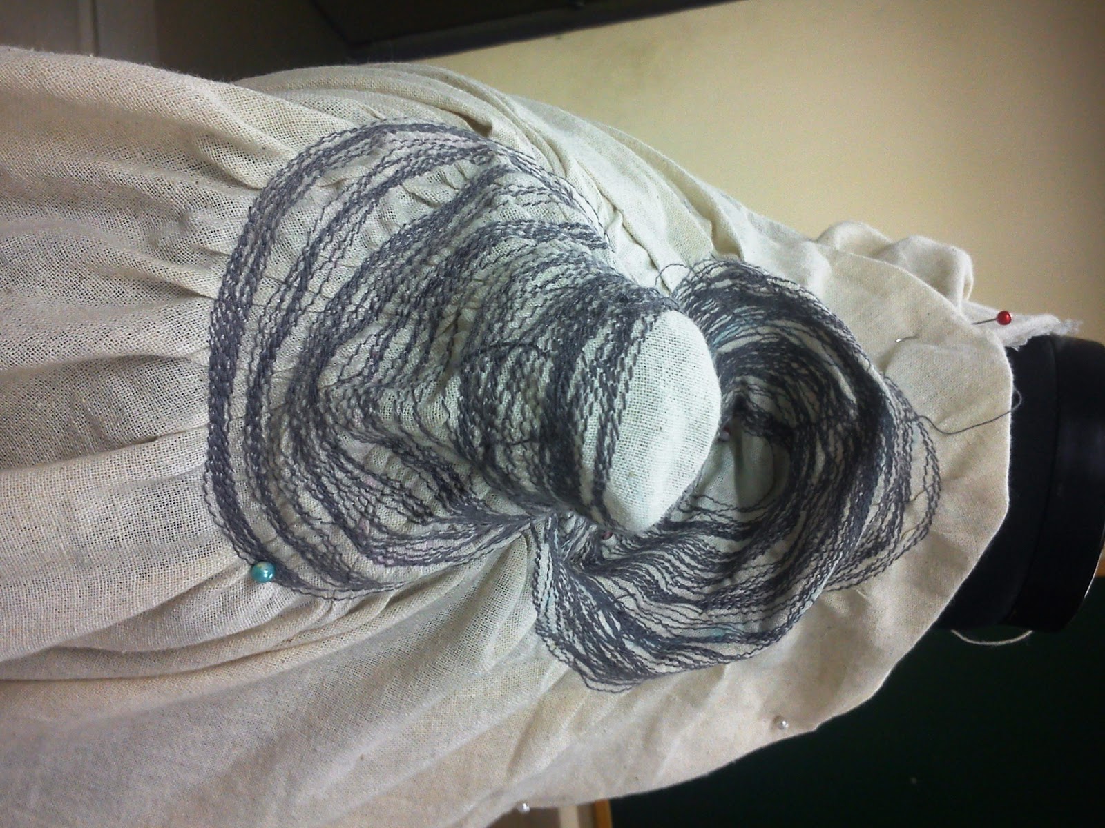 design and surface texture: fabric texture taking shape of garment elements