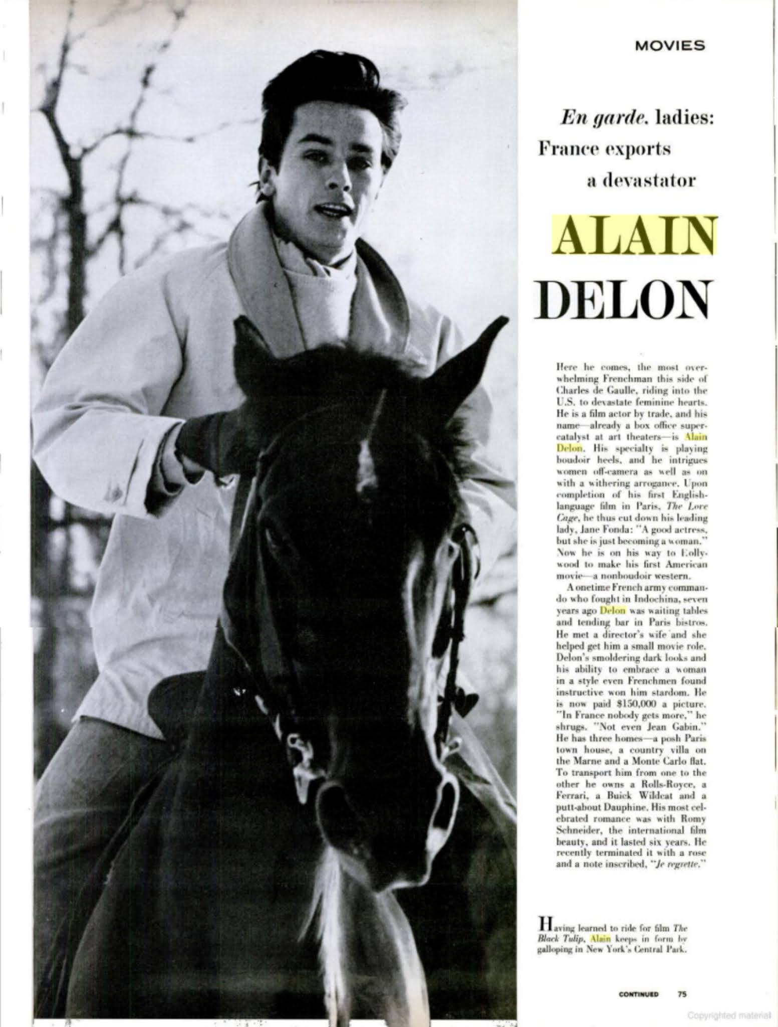 ALAIN DELON: NOTICIAS PRENSA X
