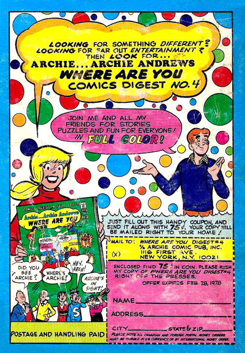 DigestComics: Archie Andrews Where Are You Ad