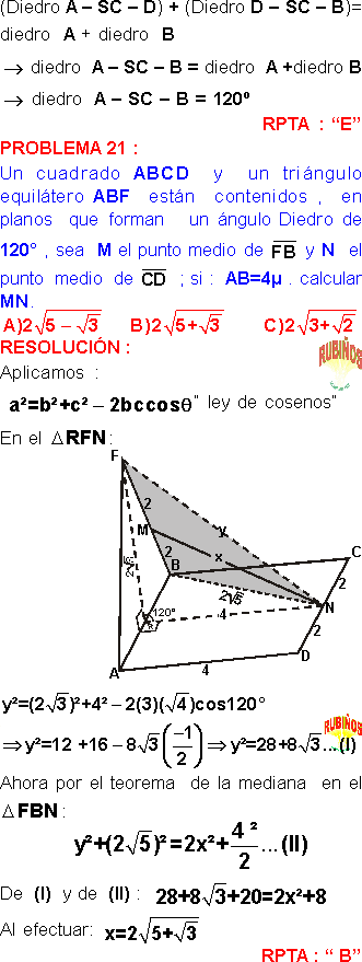 ÁNGULOS EN EL ESPACIO DIEDRO TRIEDRO ÁNGULO POLIEDRO PROBLEMAS ...