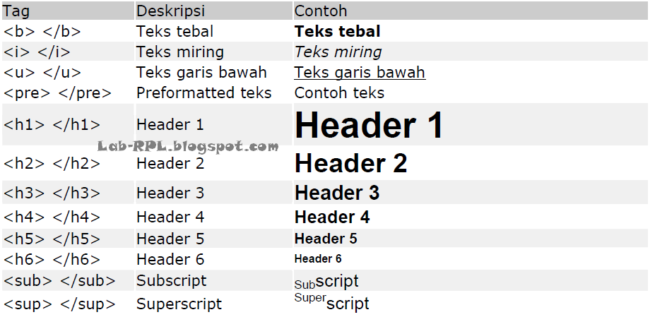 Daftar Tag dan Fungsinya pada HTML | Rekayasa Perangkat Lunak