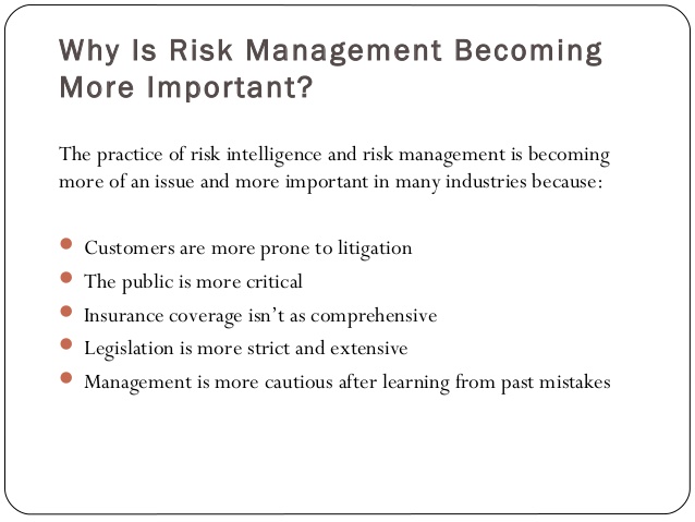 WHY IS RISK IMPORTANT? part 1