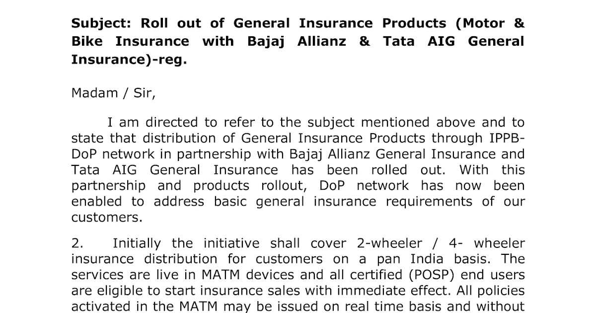 IPPB General Insurance Products (Motor & Bike Insurance with Bajaj ...