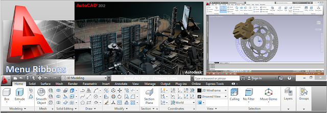Membuat 3D dengan Icon Ribbon Autocad (Tab Home "Modeling")