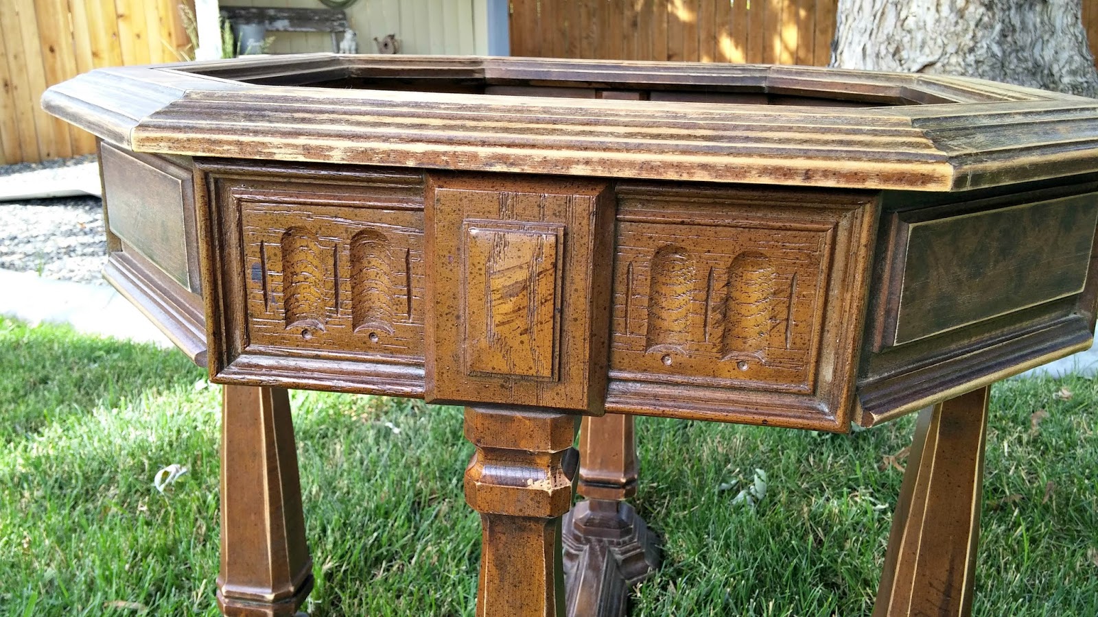 1970's Gothic Style End Table Makeover - Little Vintage Cottage