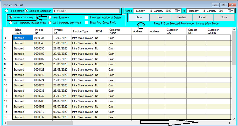 Invoice B2C List Report help Guide
