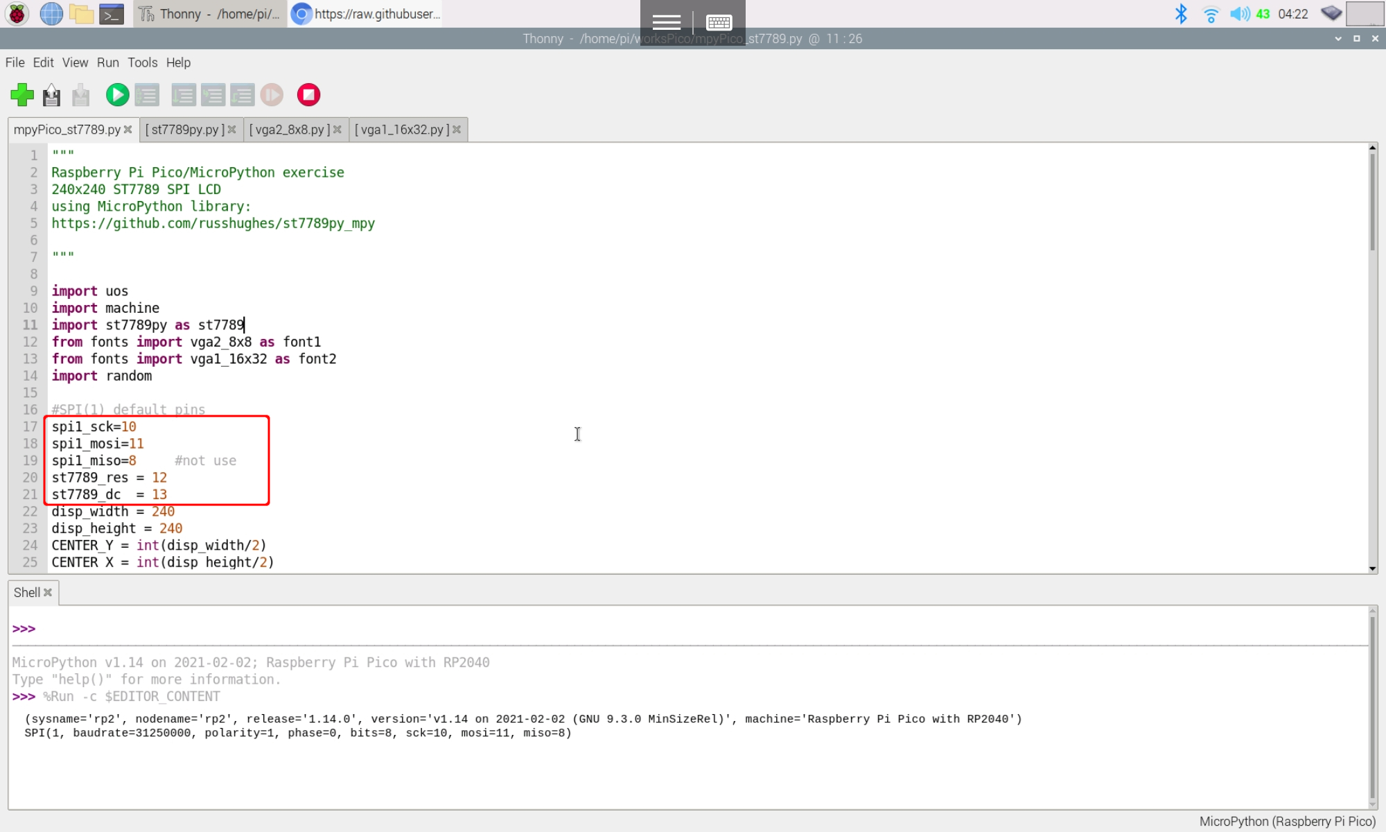 Hello Raspberry Pi: Raspberry Pi Pico/MicroPython + ST7789 SPI IPS LCD