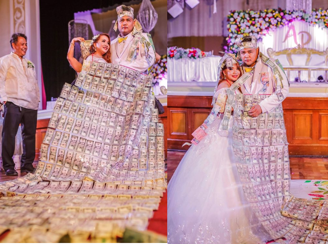Couple wrap and crown with money worth over Php800,000 during money ...