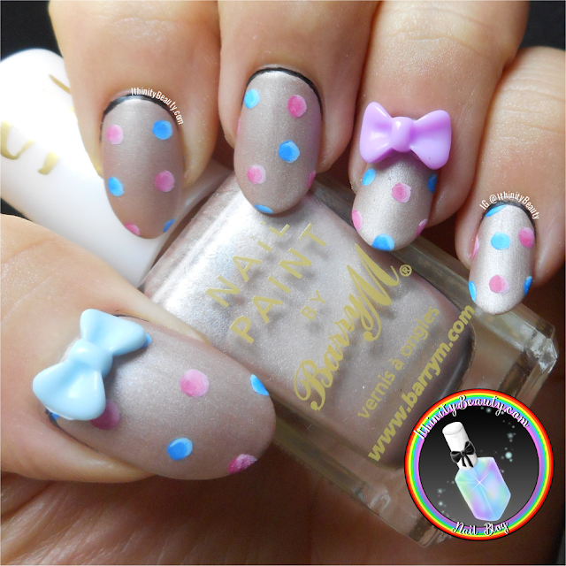 Pink & Blue Dotty Nails & Oversized Bows | IthinityBeauty.com Nail Art Blog
