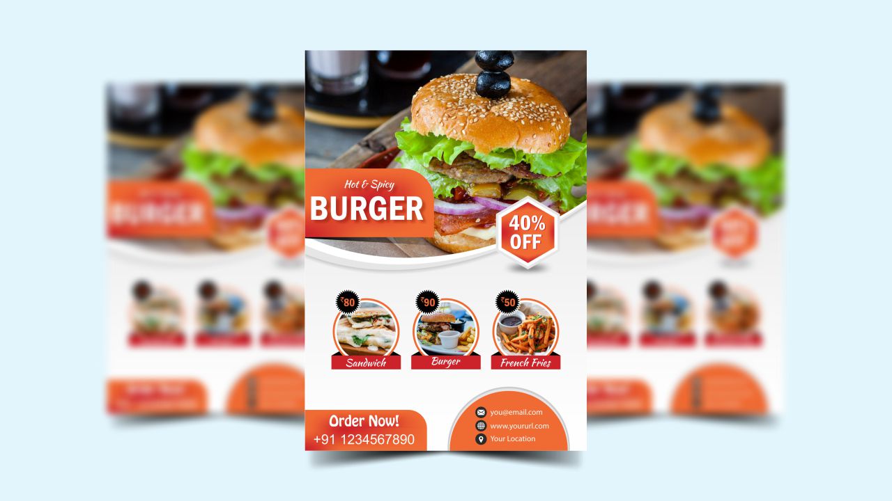 Burger restaurant flyer design template CDR file free download | Kafeel ...