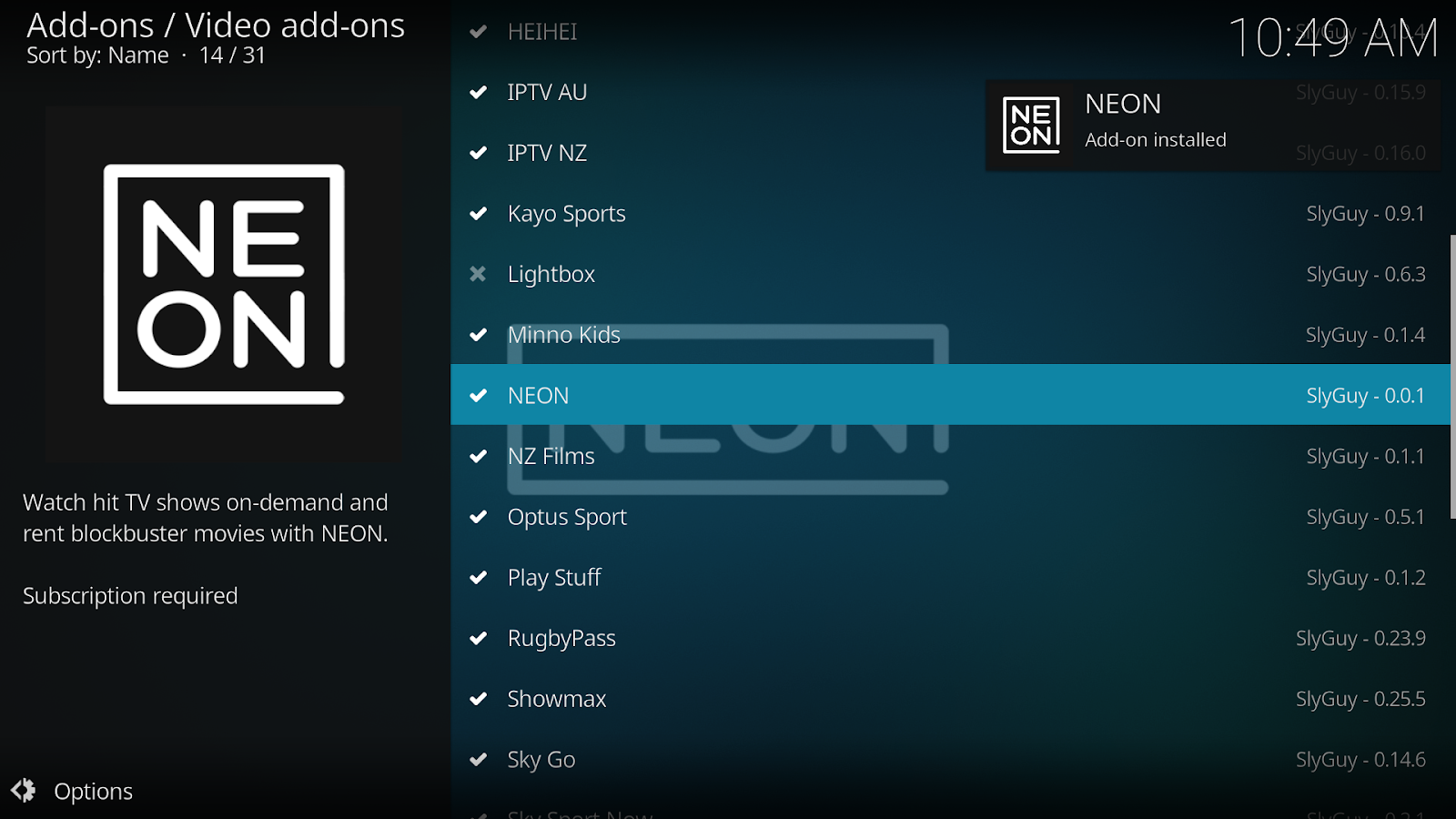 NEON Kodi Add-on