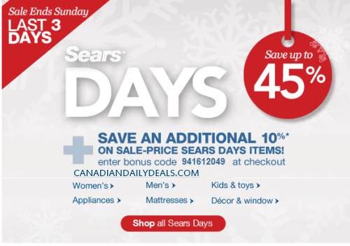 Canadian Daily Deals: Sears Canada: Save Up To 45% Off Sears Days Plus ...