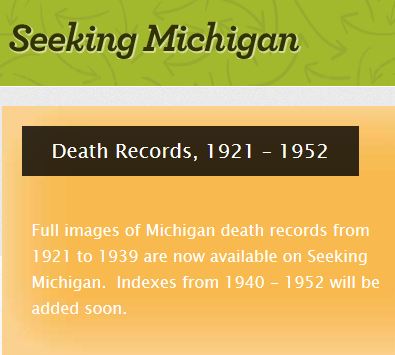 MCGG and Let's Talk...Genealogy: Just Released: SeekingMichigan.org Now ...