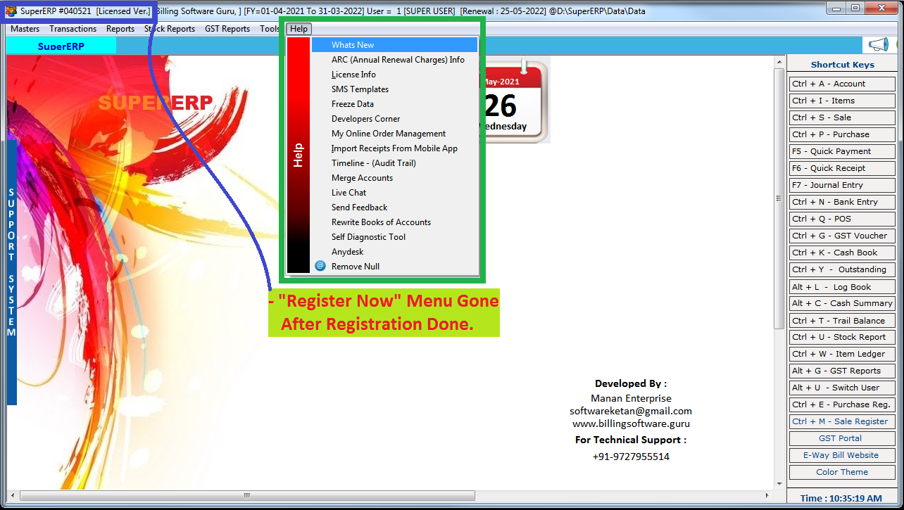 How to Register License Key of Software? ~ Billing Software Guru