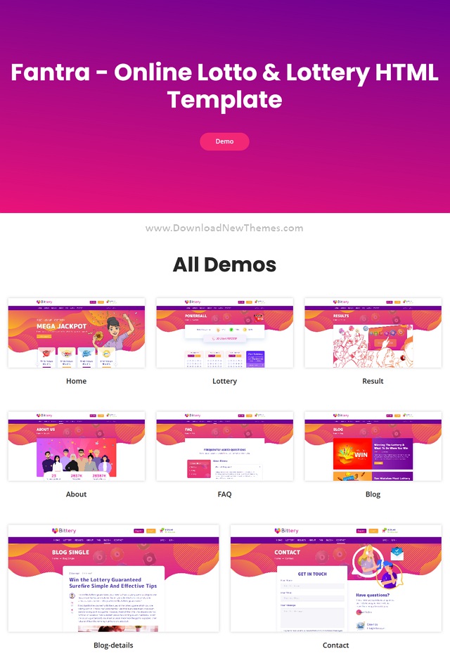 Fantra Online Lotto and Lottery HTML Template - Download New Themes