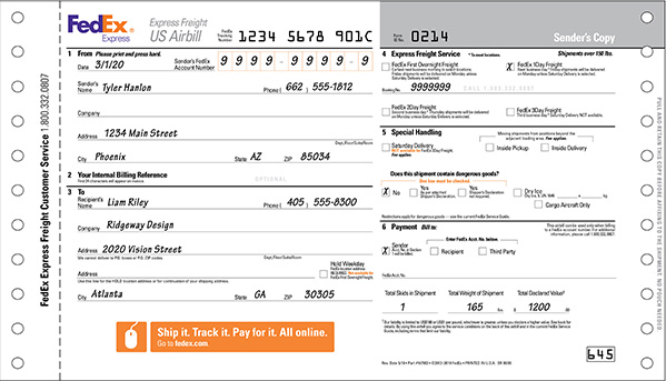 Fedex International Forms - Invoice Template