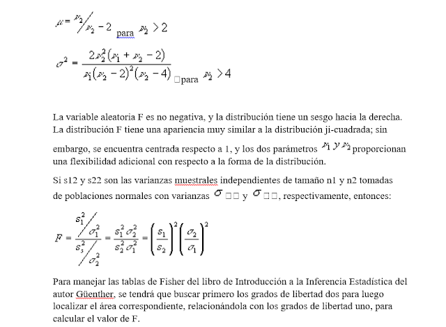 PRUEBA DE HIPÓTESIS : DISTRIBUCIÓN "F" DE FISHER