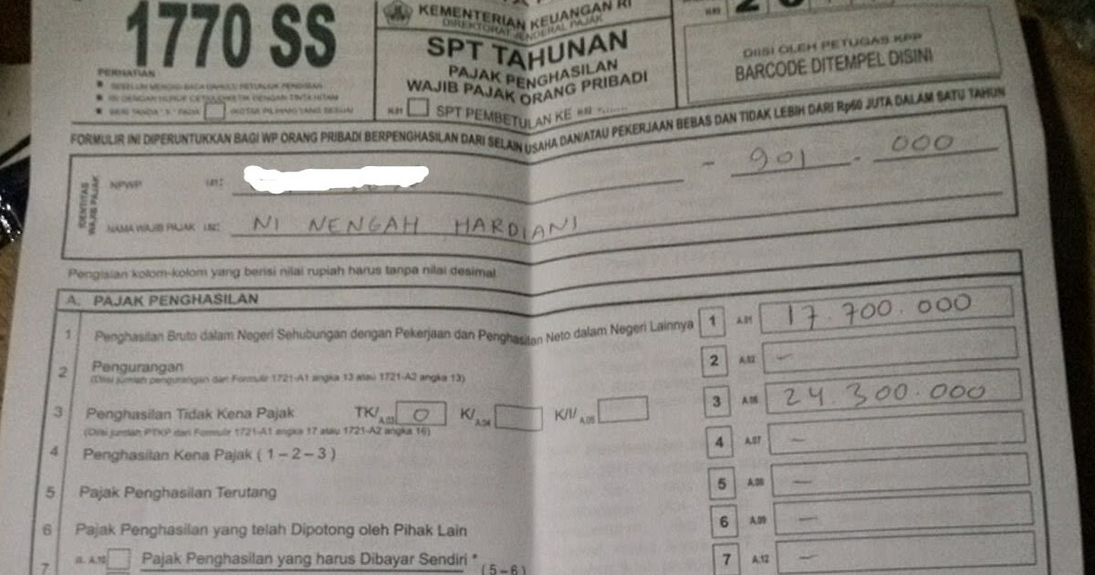 Contoh Pengisian Pajak 1770 S - Delinewstv