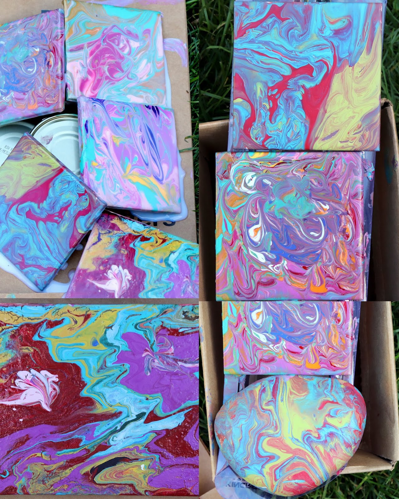 Create With Mom: DecoArt Pouring Medium on Ceramic Tiles