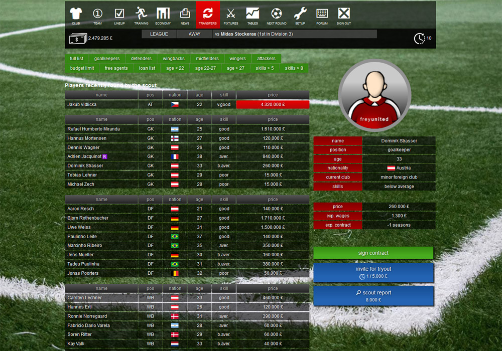 Soccer / football manager games: New online football manager