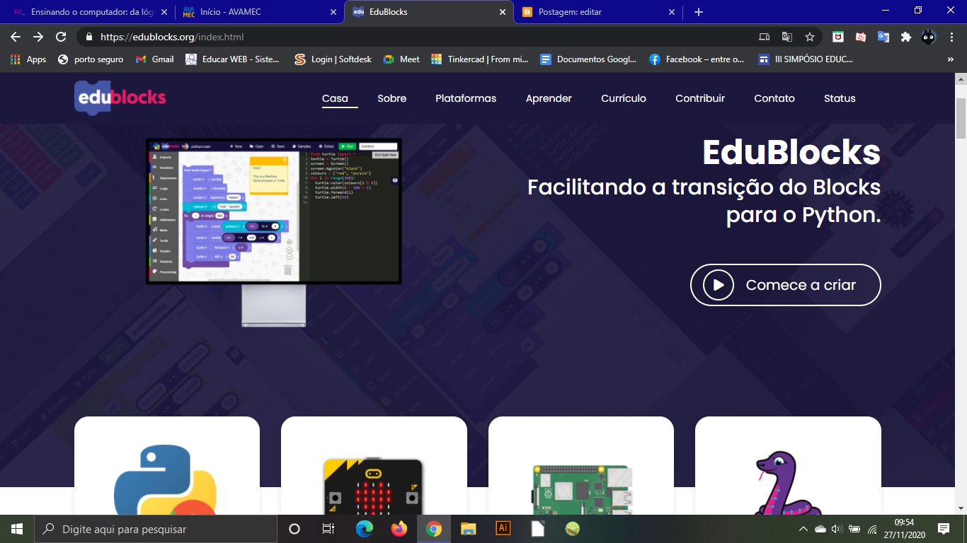 Programação & Robótica no CAIC: Edublocks