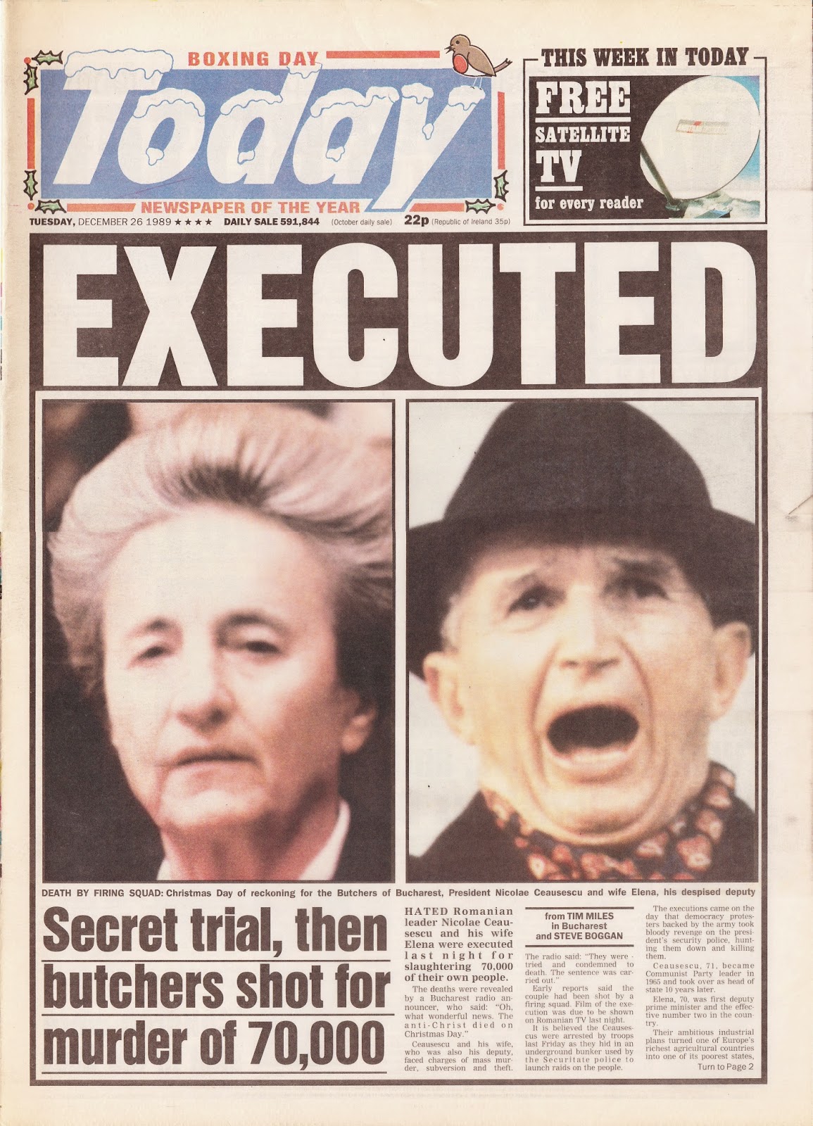 Hold The Front Page: Romania's Ceausescu and Wife Executed (1989)