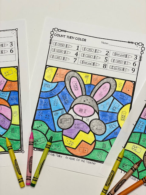 An Apple For The Teacher: Easter Subitizing Color By Number Worksheets