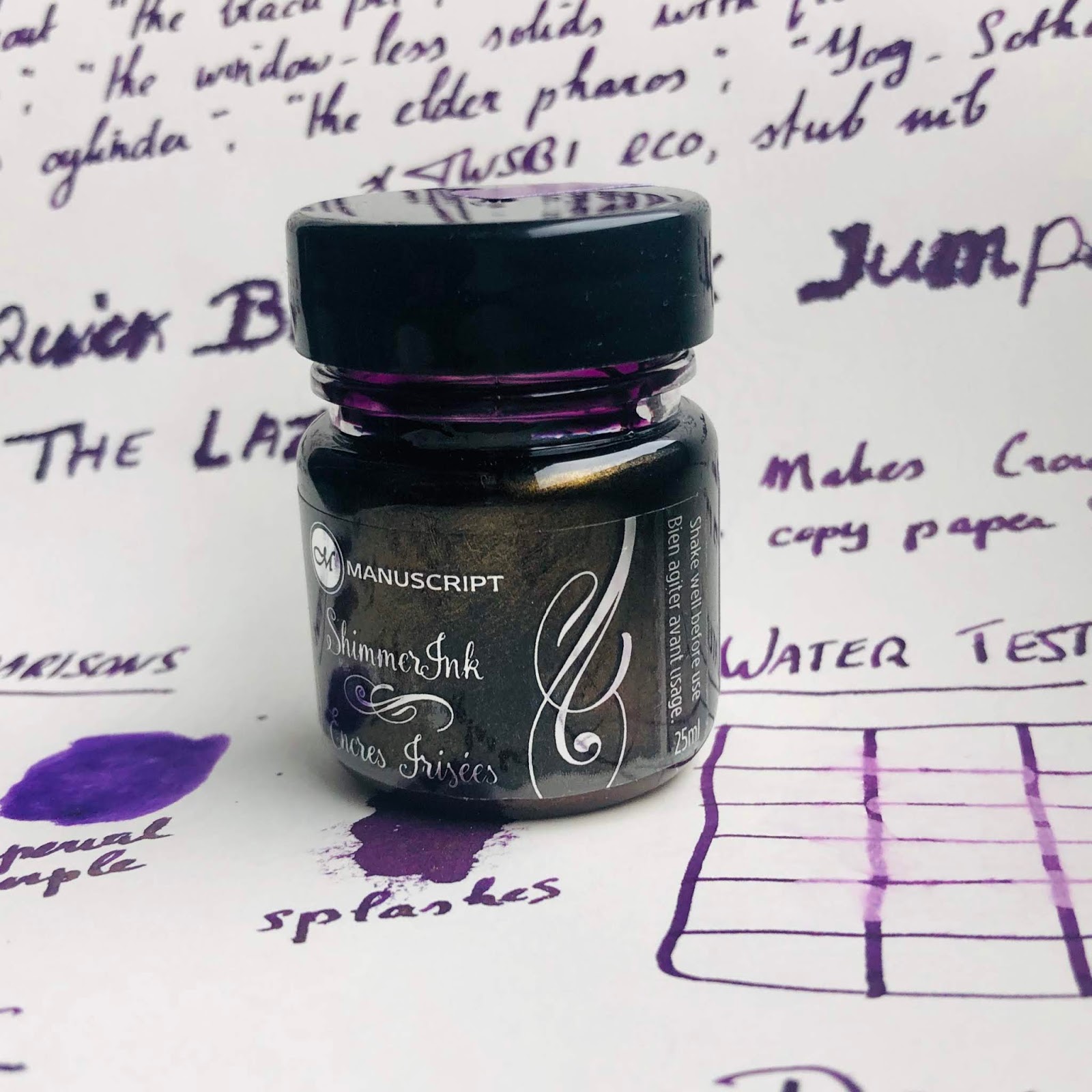 Ultra violet shimmer ink, Manuscript