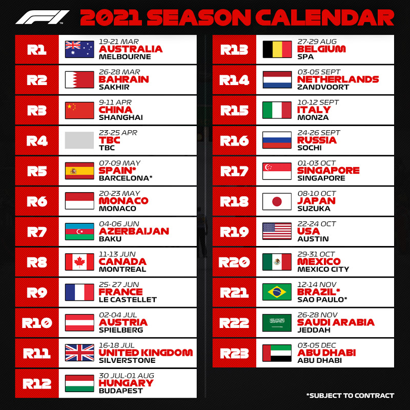 MAX SPORTS: F1 2021 CALENDAR SEASON | FORMULA 1