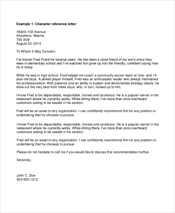 Personal Letter Of Recommendation Template Formal Letters personal-letter-of-recommendation-template-formal-letters