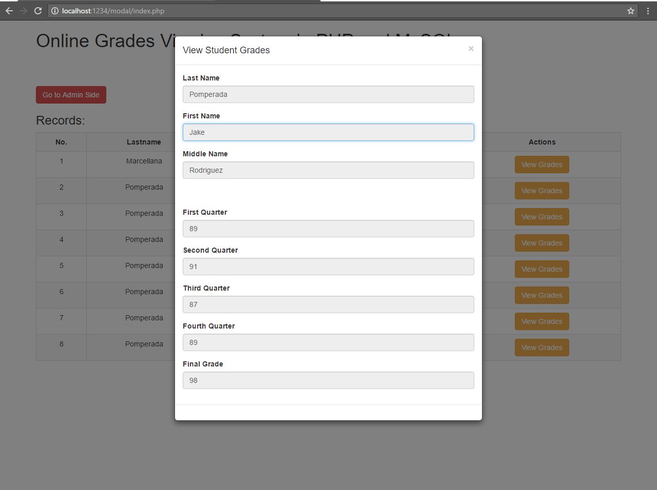 Free Programming Source Codes and Computer Programming Tutorials: Student Grade Viewer System in ...