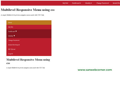 Multi-Level Responsive Dropdown Menu using css