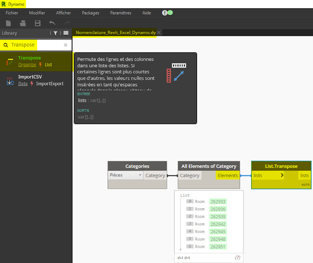Revit-Mémo: Revit 2020_Dynamo_Nomenclature de pièces de Revit à Excel ...
