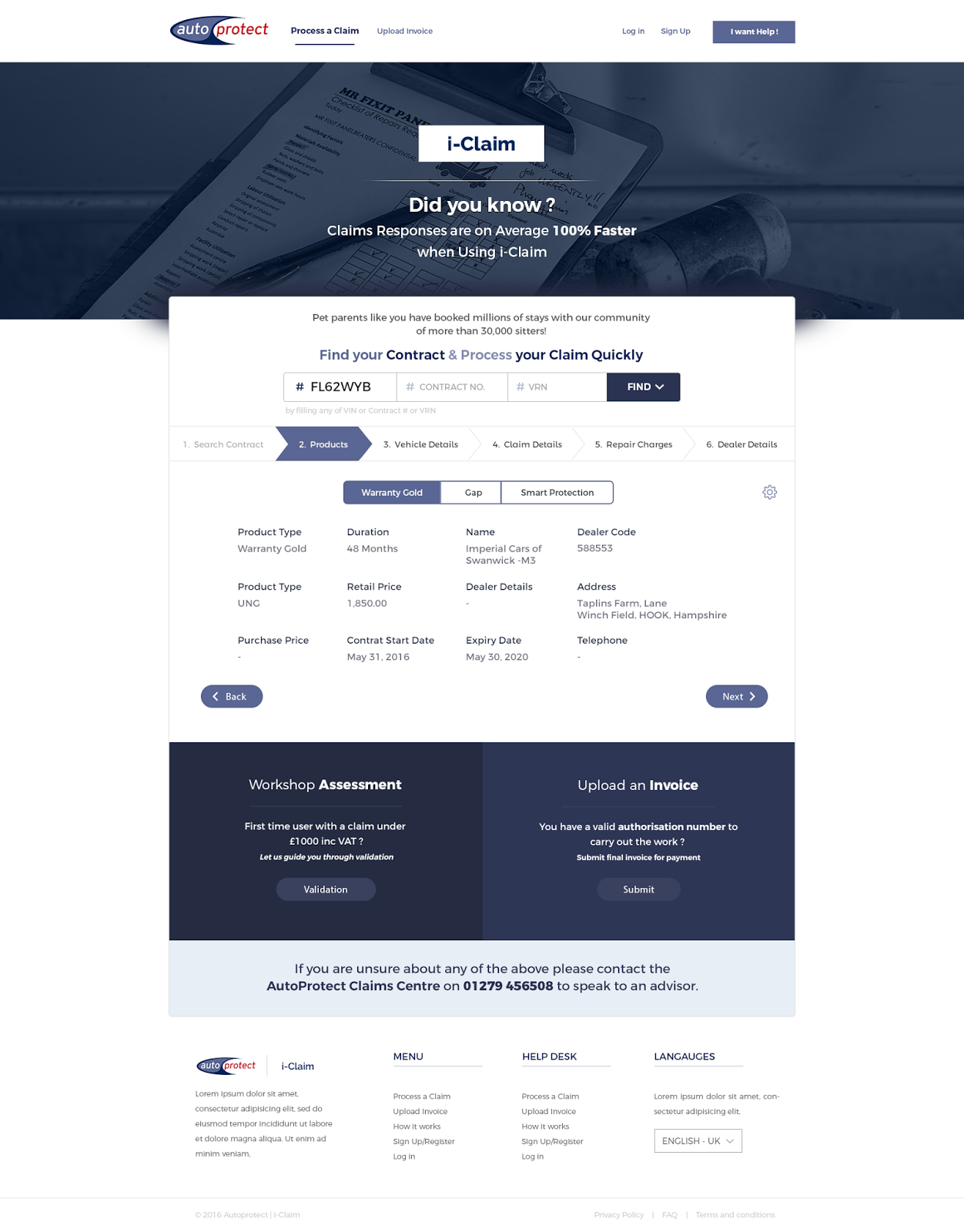 Tramzan Portfolio: Autoprotect - iClaim Application Design