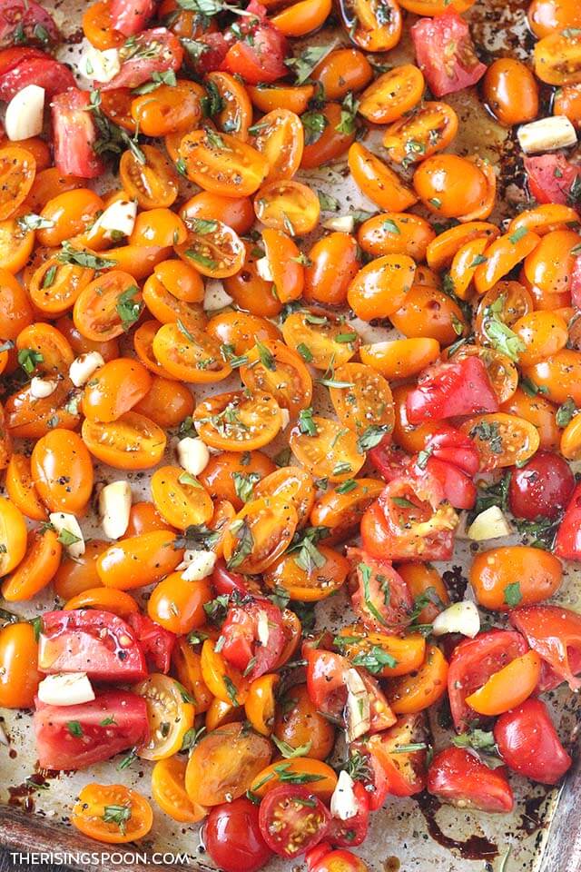 Roasted Tomatoes with Herbs & Garlic | The Rising Spoon