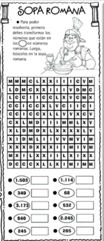 Fichas de Primaria: Ficha sopa de letras romana