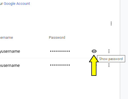 How to see Password dots Chrome