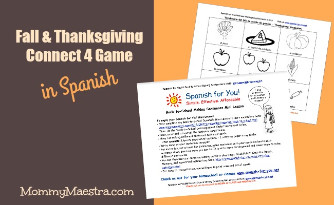 Mommy Maestra: Free Download: Thanksgiving Connect Four in Spanish