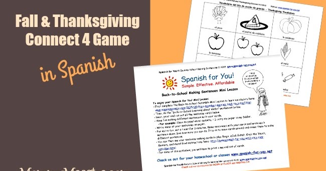 Mommy Maestra: Free Download: Thanksgiving Connect Four in Spanish