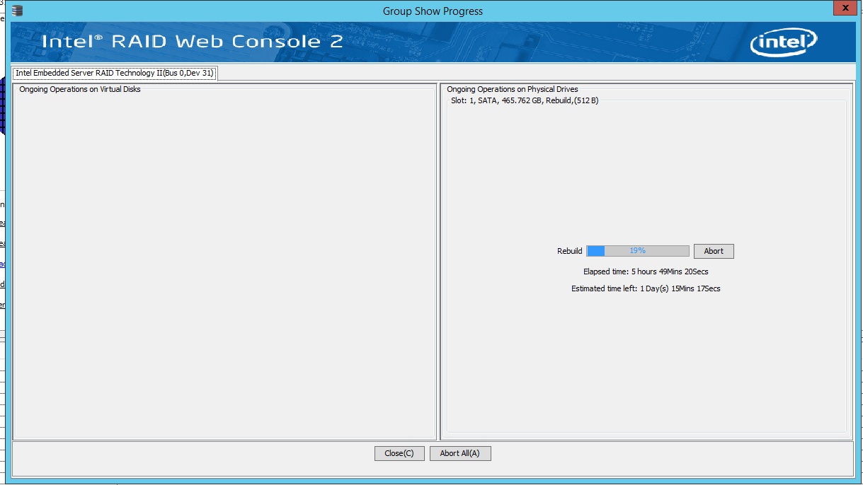 RAID 5 на Intel Embedded Server RAID Technology II. Выходит из строя ...