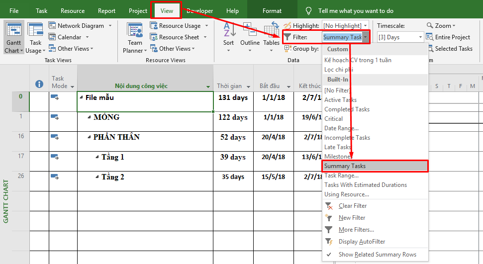 MS Project Quick Tips: Các cách kiểm tra phân cấp công việc trong MS ...
