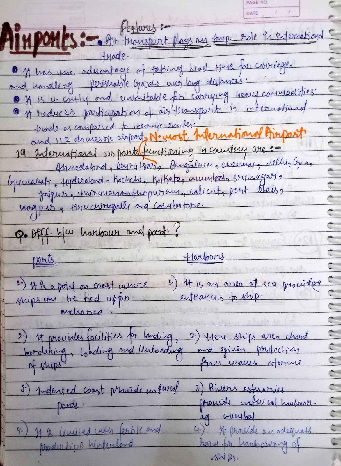 Handwritten Notes of International Trade -[geography] class 12th ...
