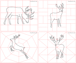 Four grid: Free printable Stag grid line drawing worksheet/activity for ...